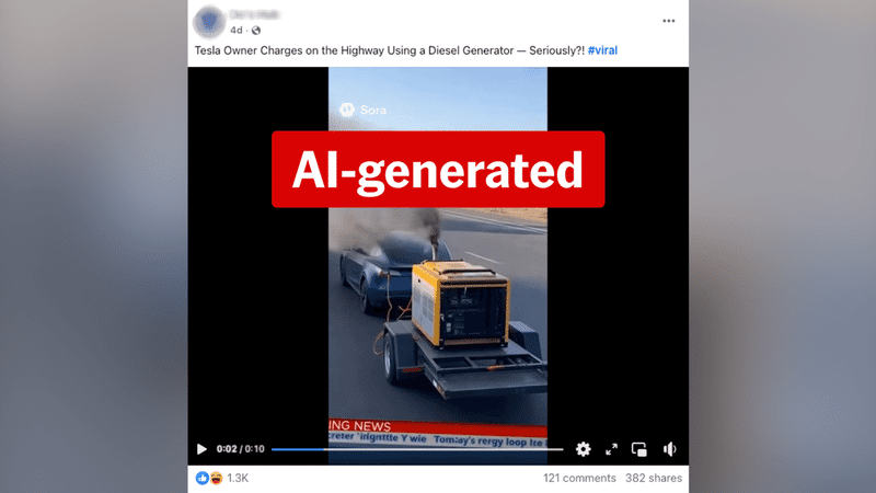 Videos of Teslas charging from towed diesel generators…